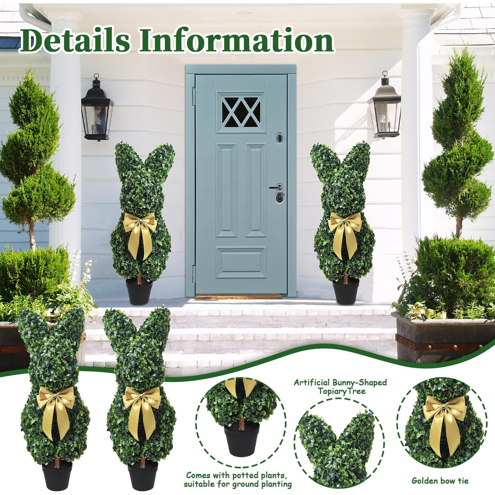 Bunny Topiary 28in Artificial Outdoor Tree Decor - Bunny Topiary ...