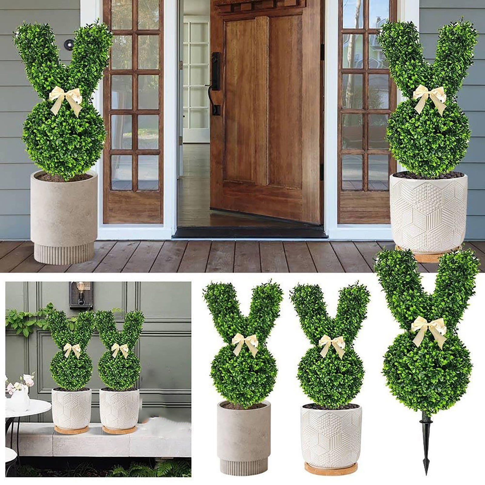 Bunny Topiary Boxwood - 19.6" Rabbit Shaped Topiary Trees, Easter ...