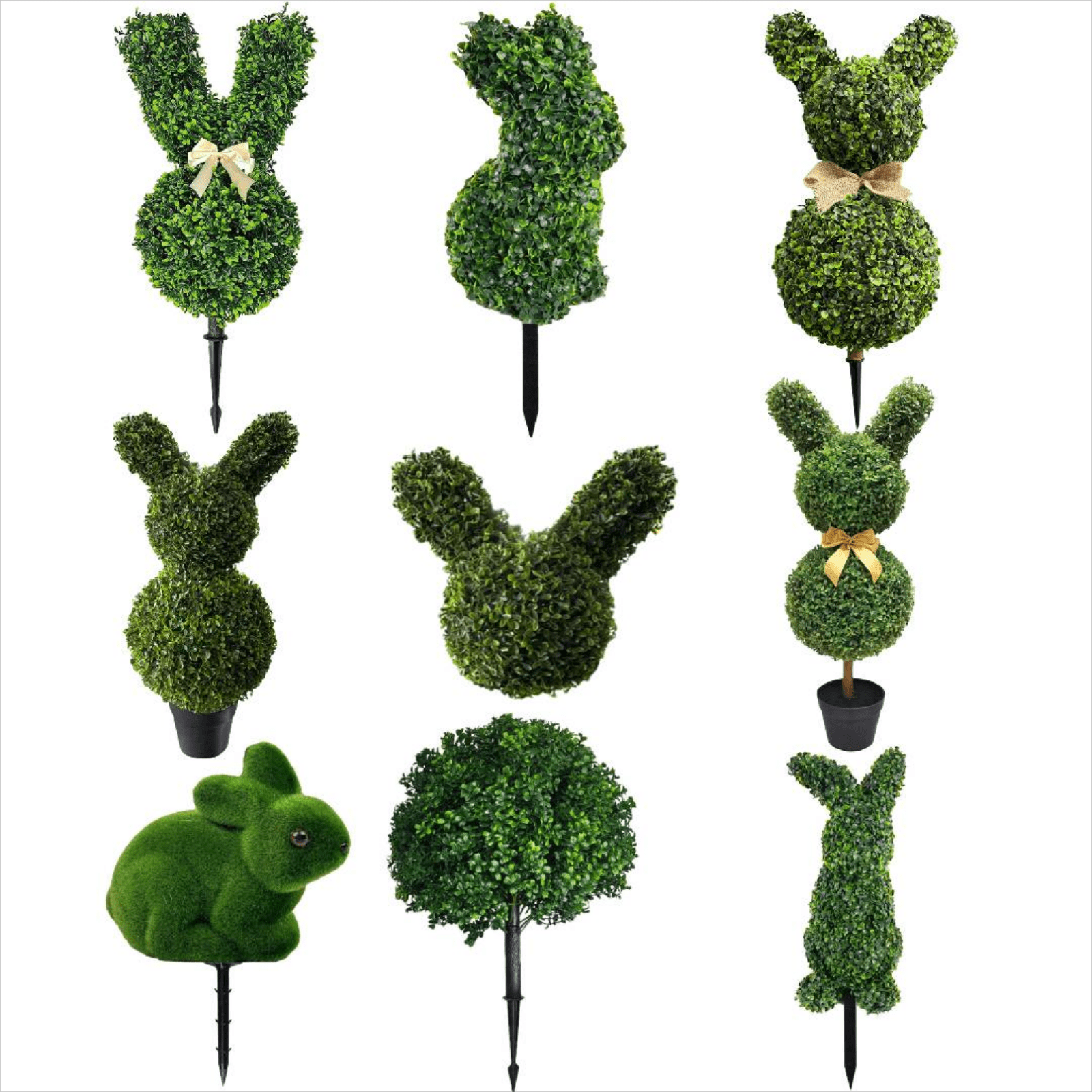 Bunny Topiary Boxwood - 8.66" Rabbit Shaped Topiary Trees, Easter ...