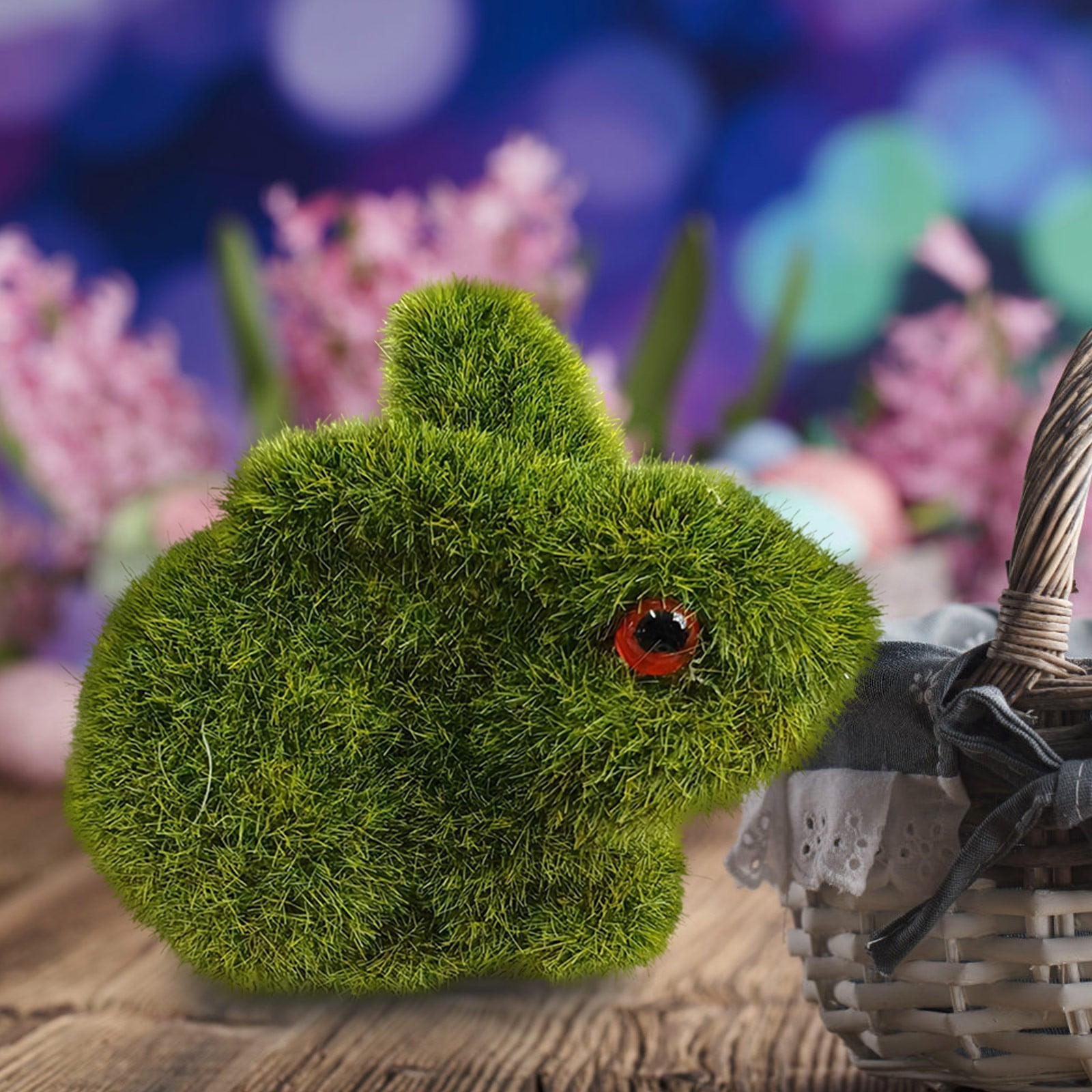 Bunny Topiary Easter Decor - Flocked Green Rabbit Statues for Spring ...