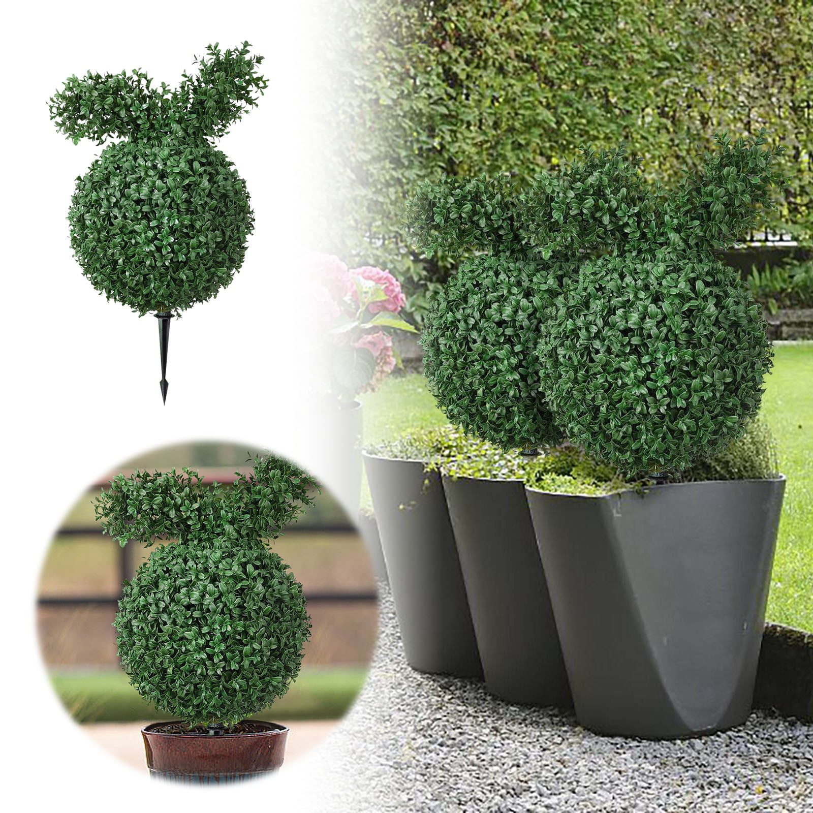 Easter Bunny Topiary, Green Artificial Bunny-Shaped Topiary Tree Pot ...