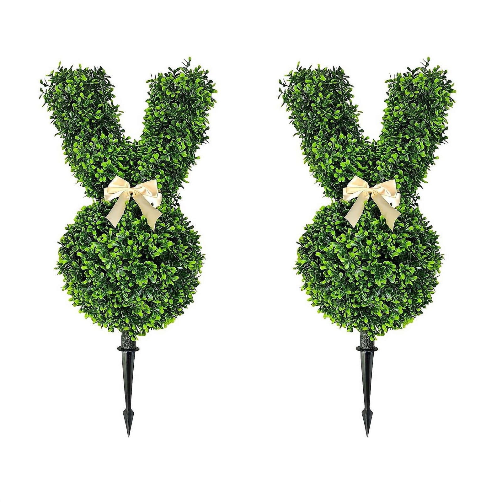 Bunny Topiary, Green Artificial Bunny-Shaped Topiary Tree Pot Fake ...