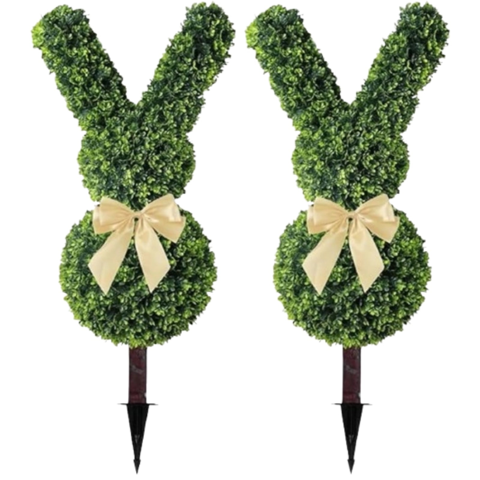 Bunny Topiary Outdoor, 2 PCS 28 inch Artificial Easter Bunny Shaped ...