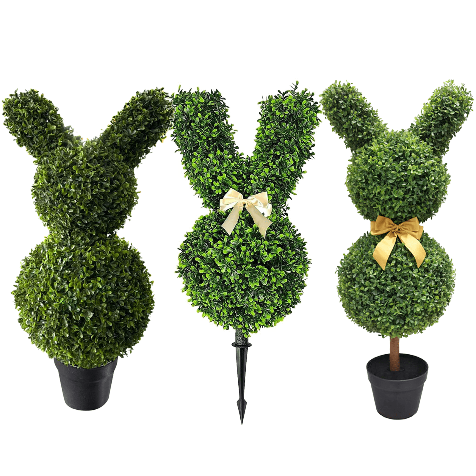 Bunny Topiary Outdoor, Artificial Boxwood Easter Rabbit for Front Door ...
