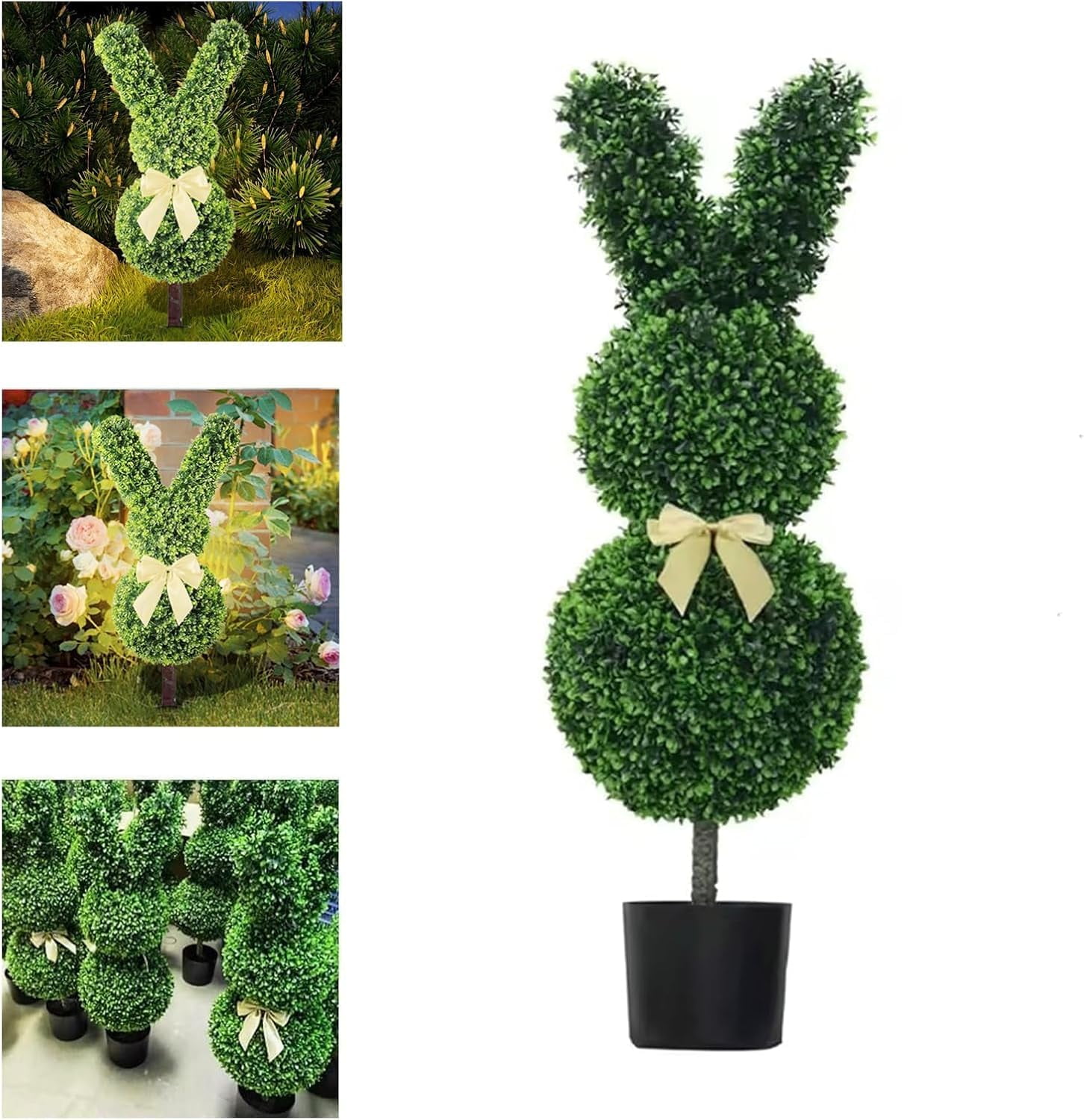 Bunny Topiary Outdoor, Artificial Bunny-Shaped Topiary Tree Pot Easter ...