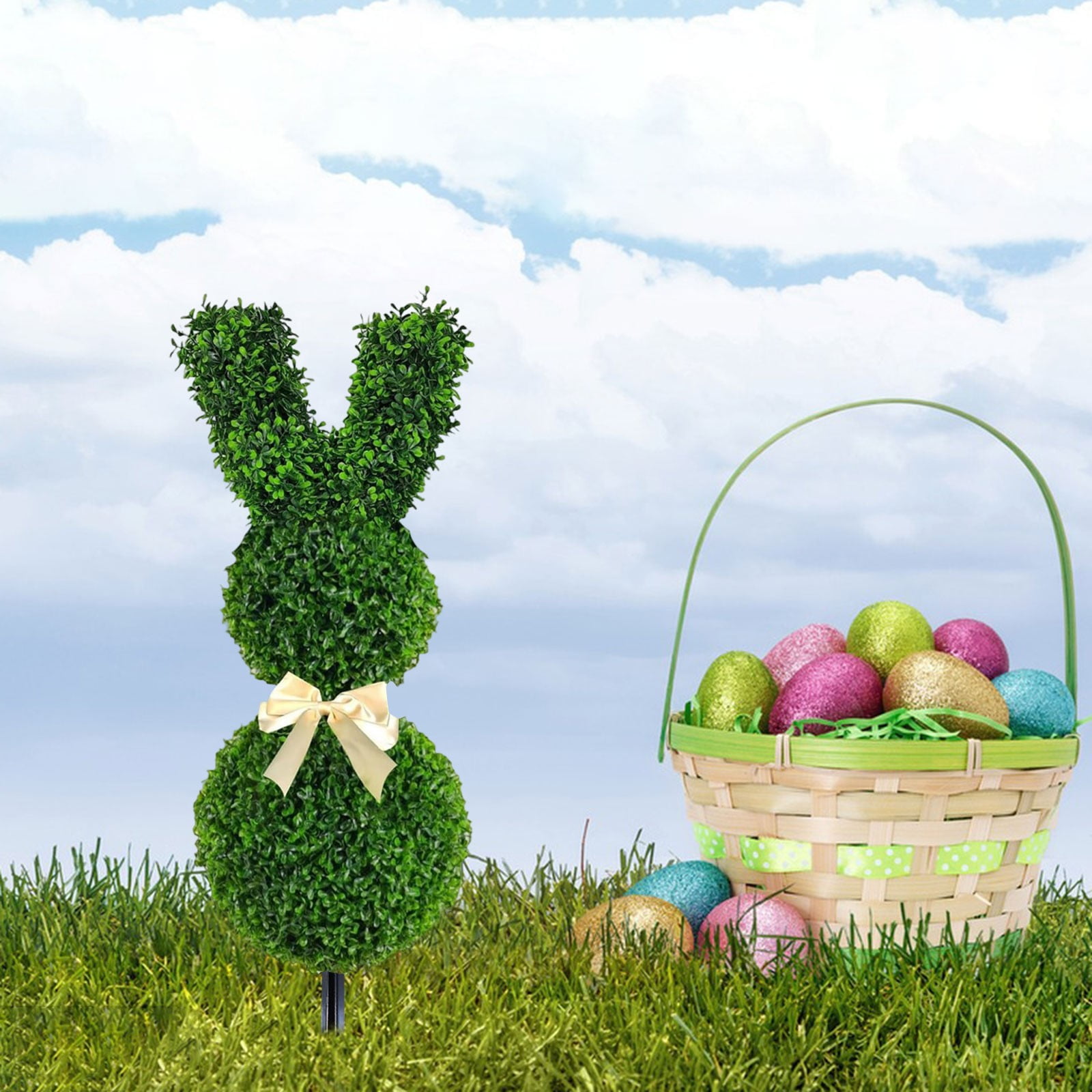 Bunny Topiary Outdoor, Artificial Bunny-Shaped Topiary Tree Pot Fake ...