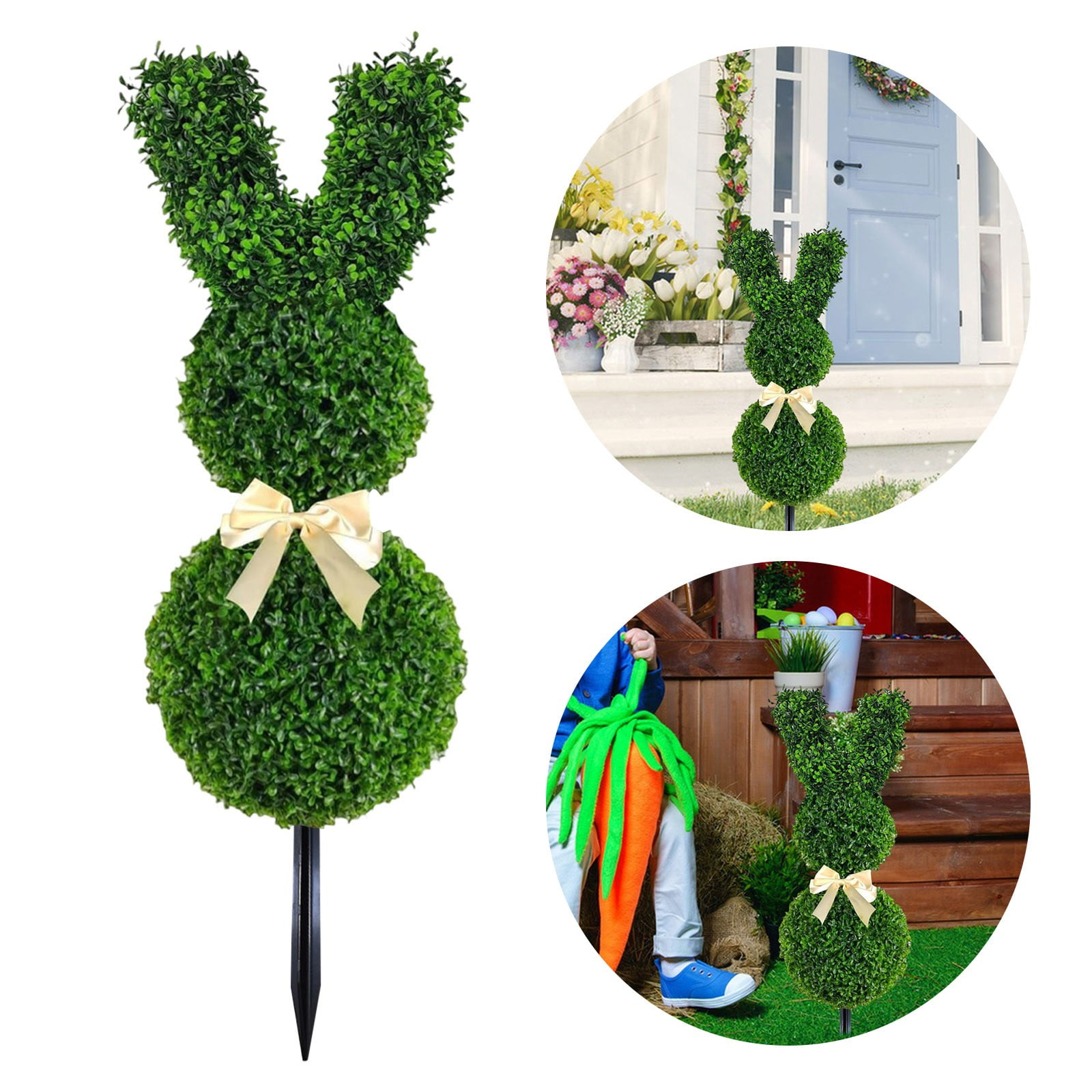 Bunny Topiary Outdoor, Artificial Bunny-Shaped Topiary Tree Pot Easter ...