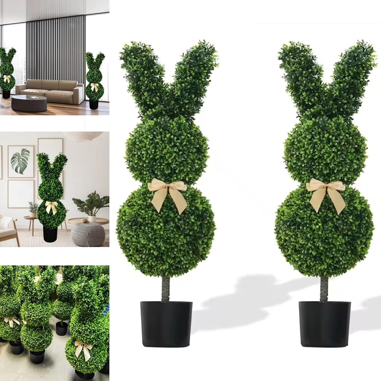 Bunny Topiary Outdoor, Artificial Bunny-Shaped Topiary Tree Pot Fake ...