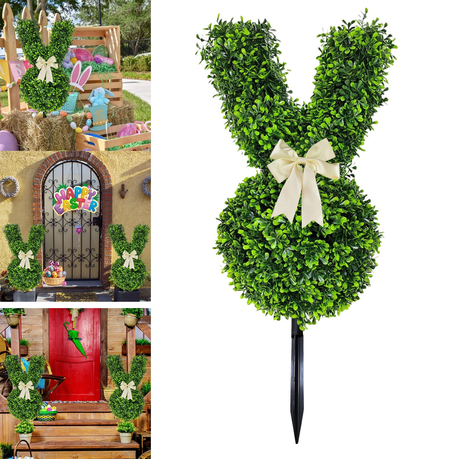 Bunny Topiary Outdoor, Artificial Bunny-Shaped Topiary Tree Pot Easter ...
