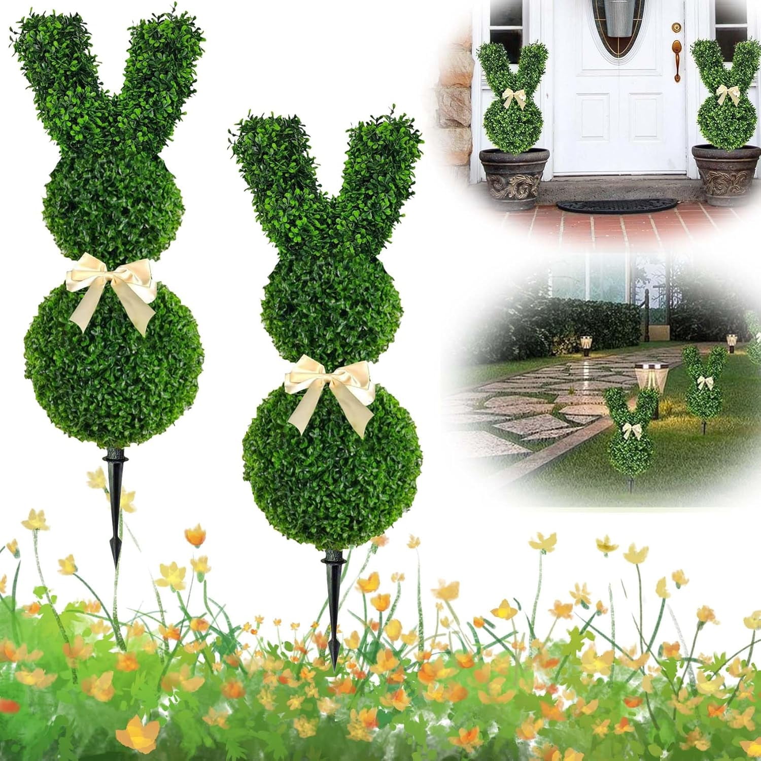 Bunny Topiary Outdoor,Artificial Bunny,Shaped Topiary Tree Pot Fake ...