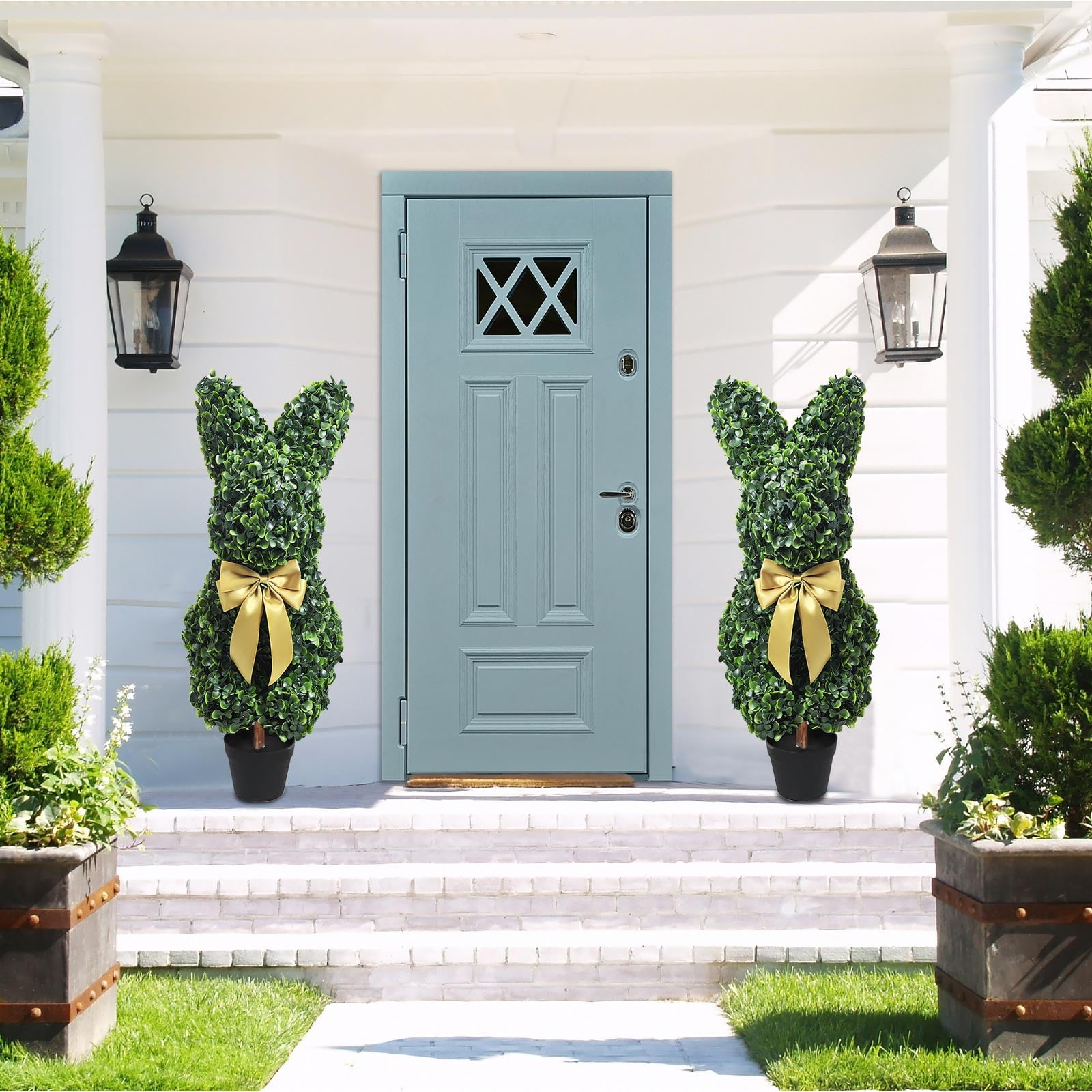 Bunny Topiary Outdoor Easter Bunny Accent - Bunny Topiary with Green ...