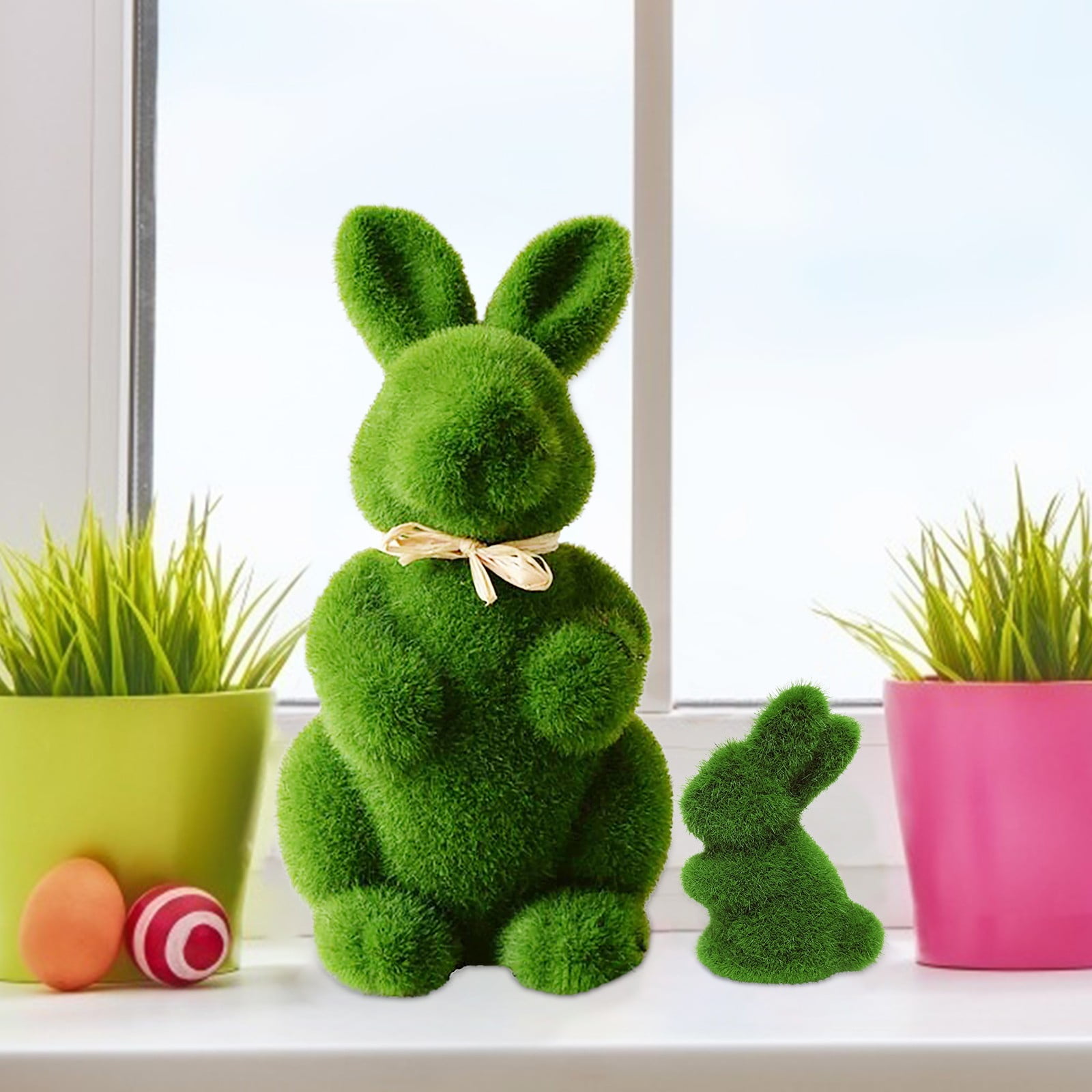 Bunny Topiary Outdoor: Easter Moss Bunny Figurine,Easter Bunny Topiary ...