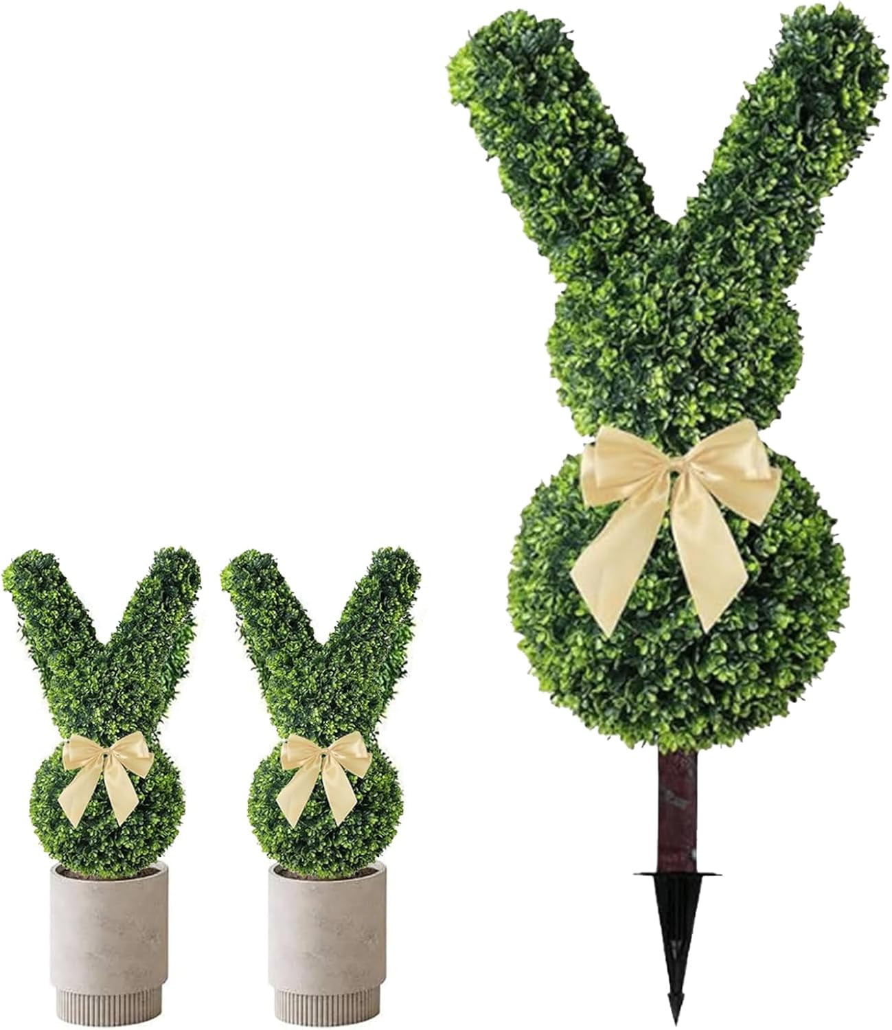 Bunny Topiary Outdoor Set of 2, Topiary Bunny Outdoor, Artificial Bunny ...