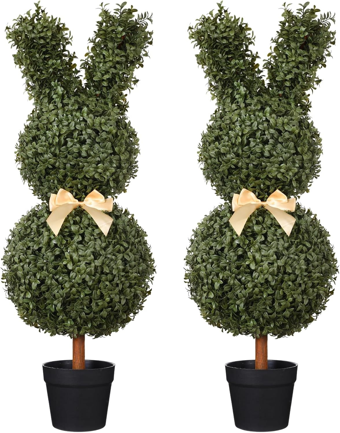 Bunny Topiary Outdoor Set of 2 - Rabbit Shaped Topiary Trees, Easter ...