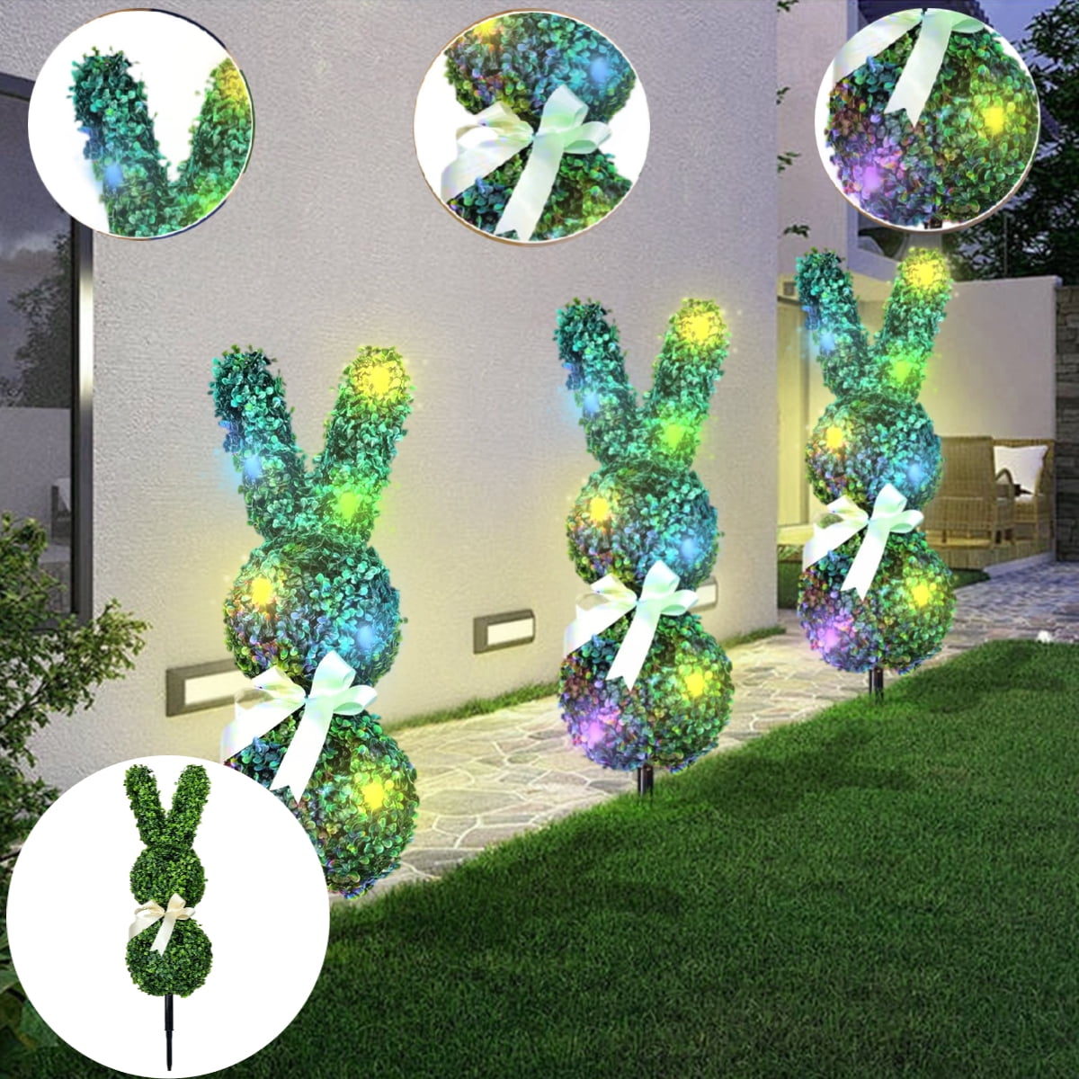 Bunny Topiary with Lights - Outdoor Easter Bunny Topiary with LED ...