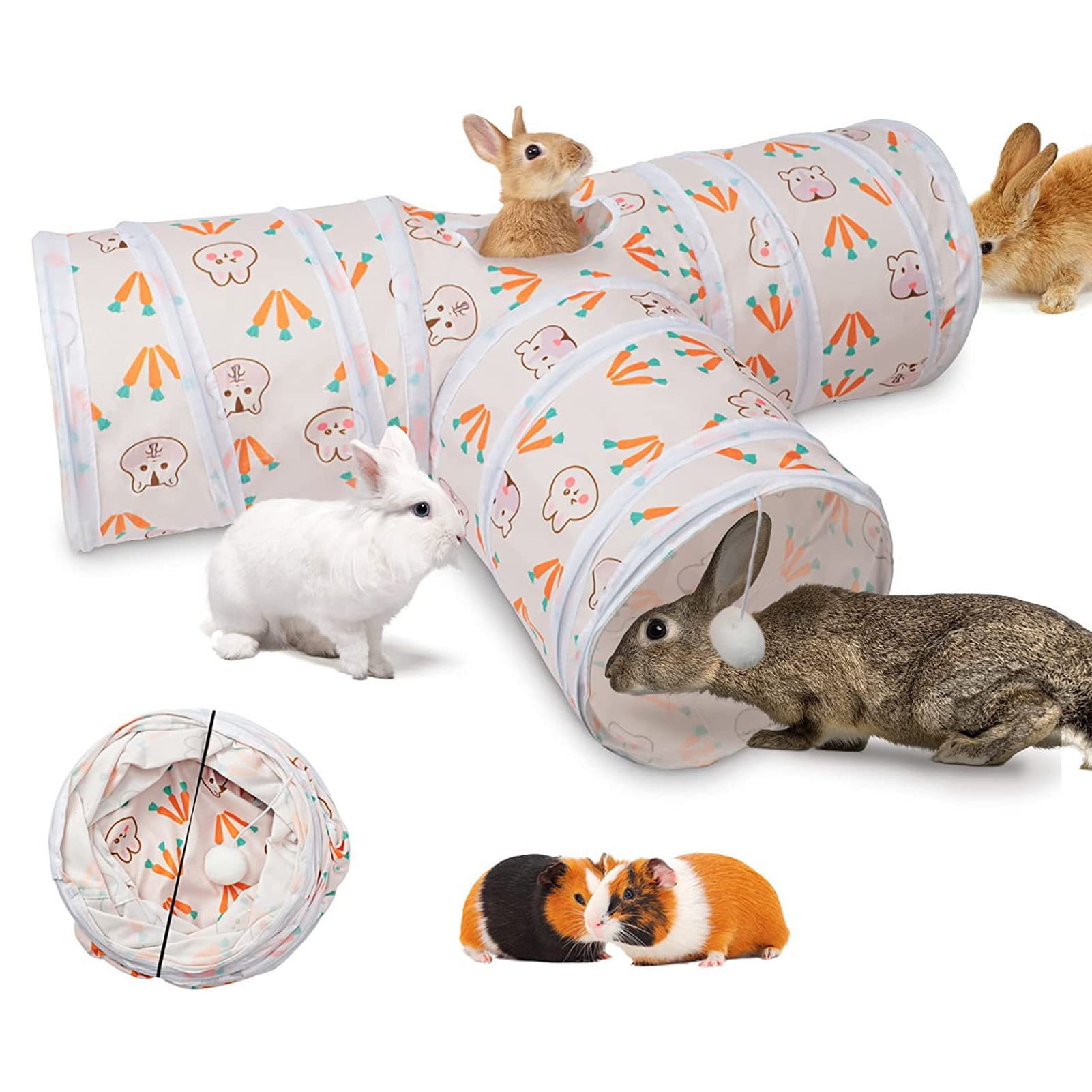 Bunny Tunnels & Tubes Collapsible 3 Way Bunny Hideout Small Animal ...