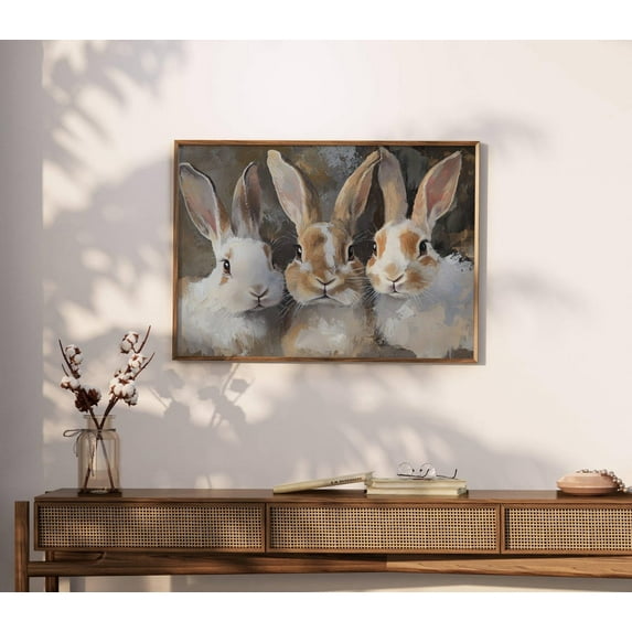 Bunny Wall Art, Vintage Easter Print, Spring Art, Minimal Modern Animal ...