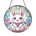 Bunny Window Hanging Decor, Stained Glass Style Fantasy Animal ...