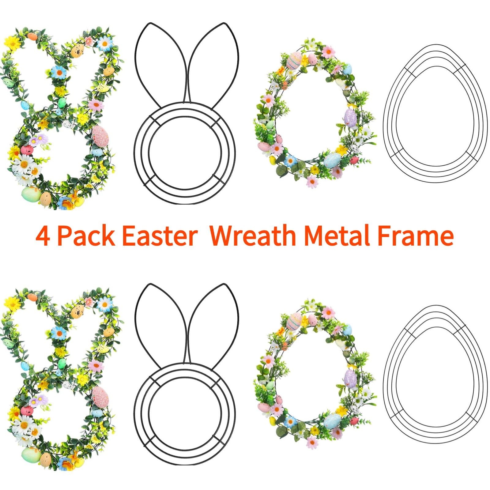 Bunny Wire Wreath Frame, Metal Wire Wreath Form, Bunny Shaped Garden ...