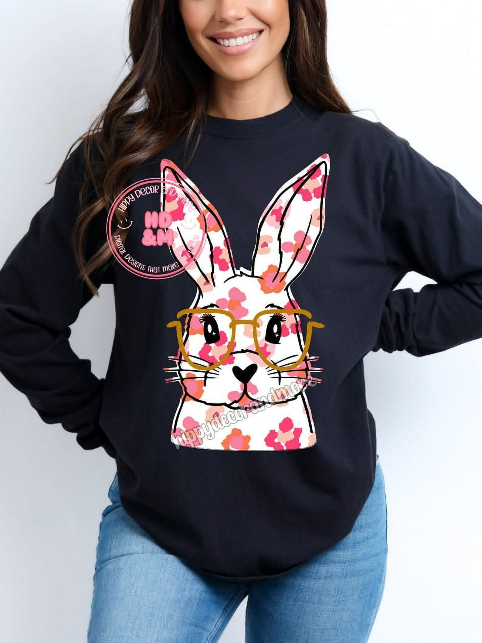 Bunny With Glasses PNG Cute Easter PNG Cute Bunny Shirt Design Easter ...