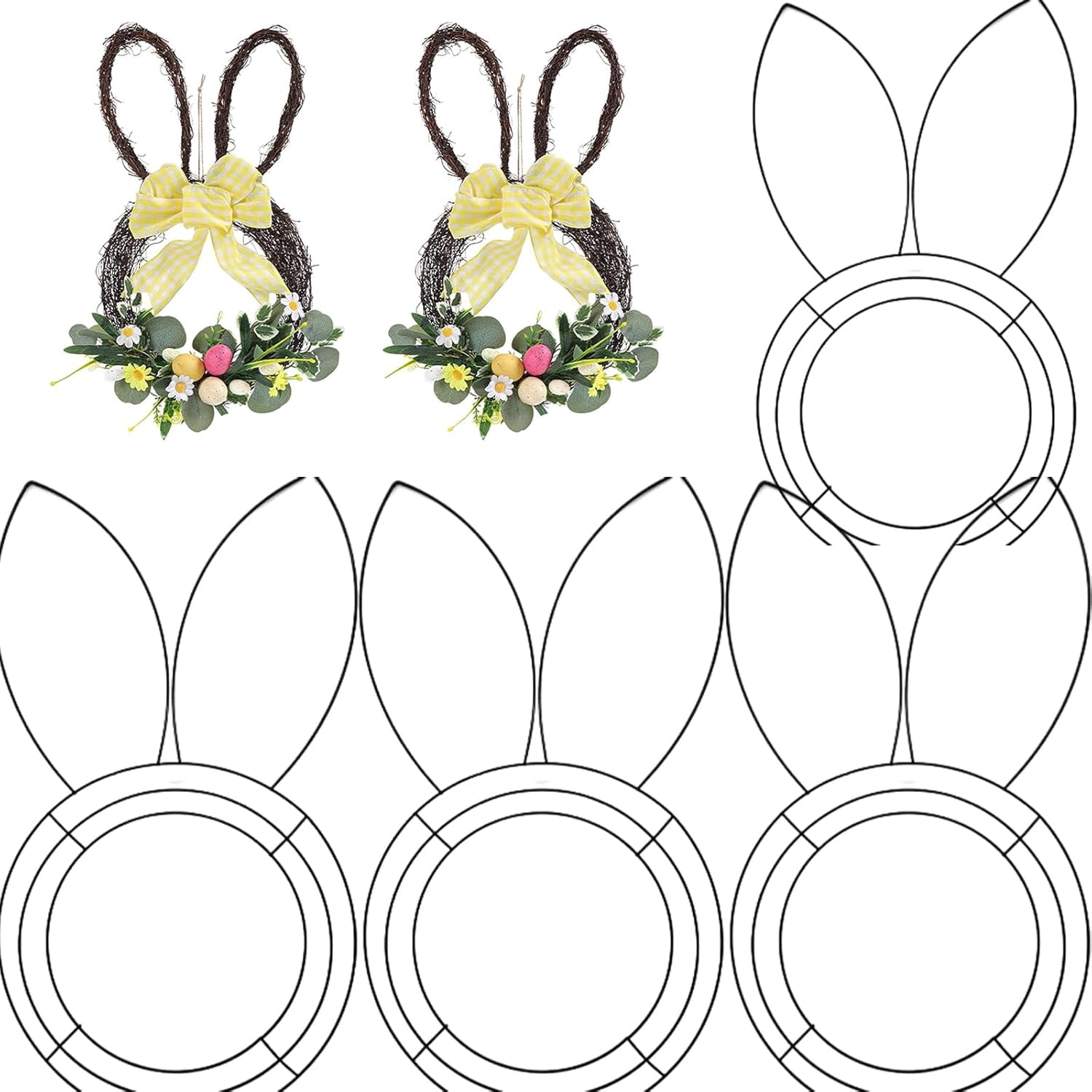 Bunny Wreath Form, 4 PCS 14 Inch Heart Shaped Wreath Forms, Bee Carrot ...