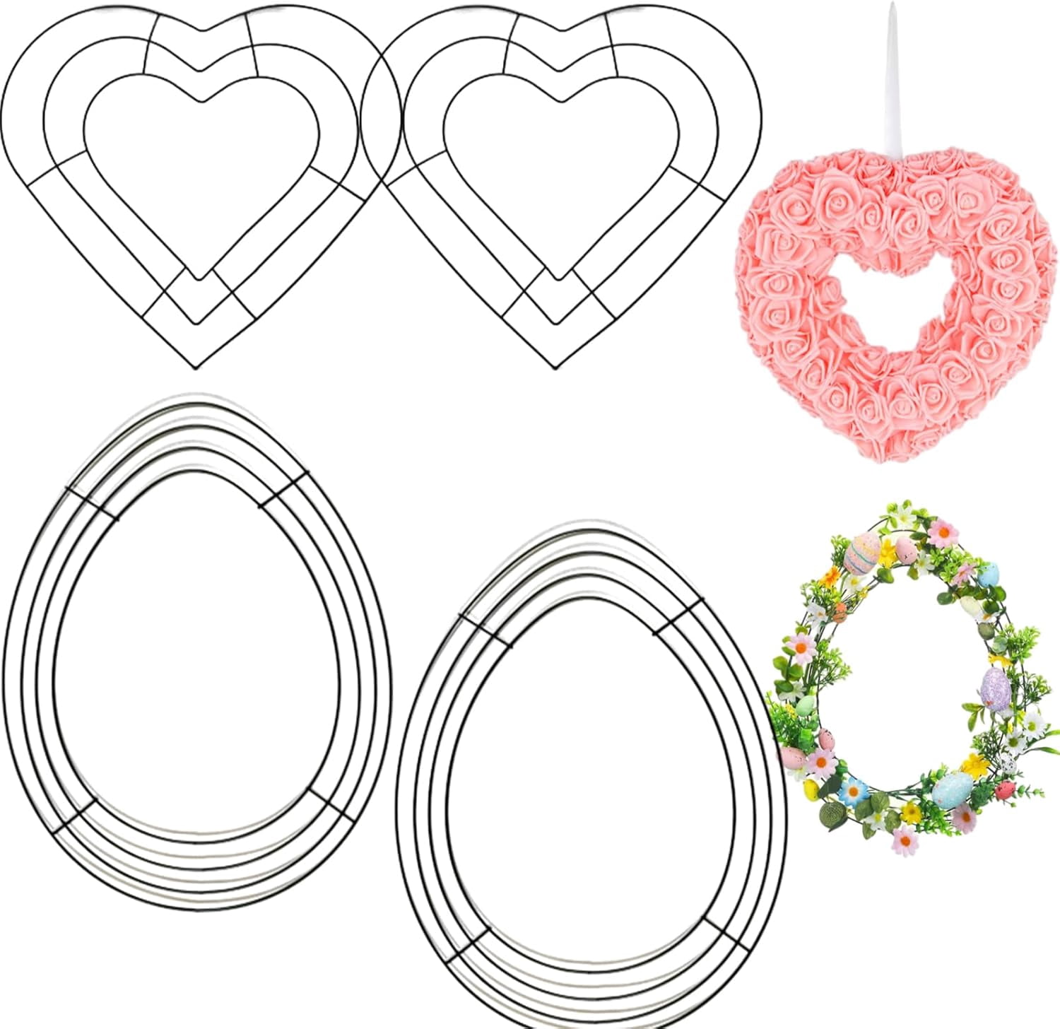 Bunny Wreath Form, 4 PCS 14 Inch Heart Shaped Wreath Forms, Bee Carrot ...