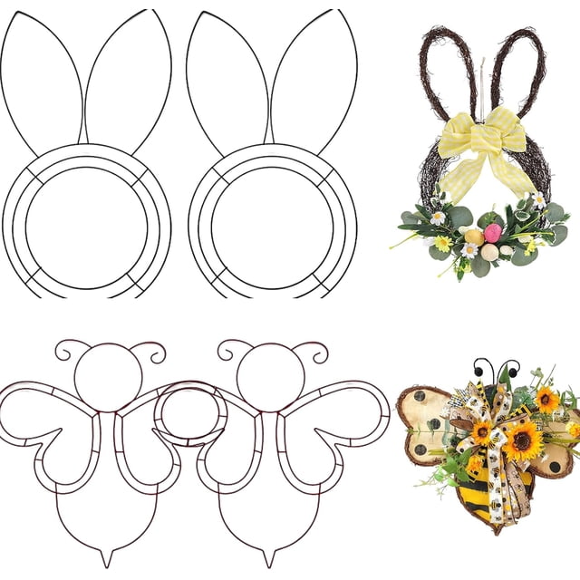 Bunny Wreath Form, 4 PCS Inch Heart Shaped Wreath Forms, Bee Carrot ...