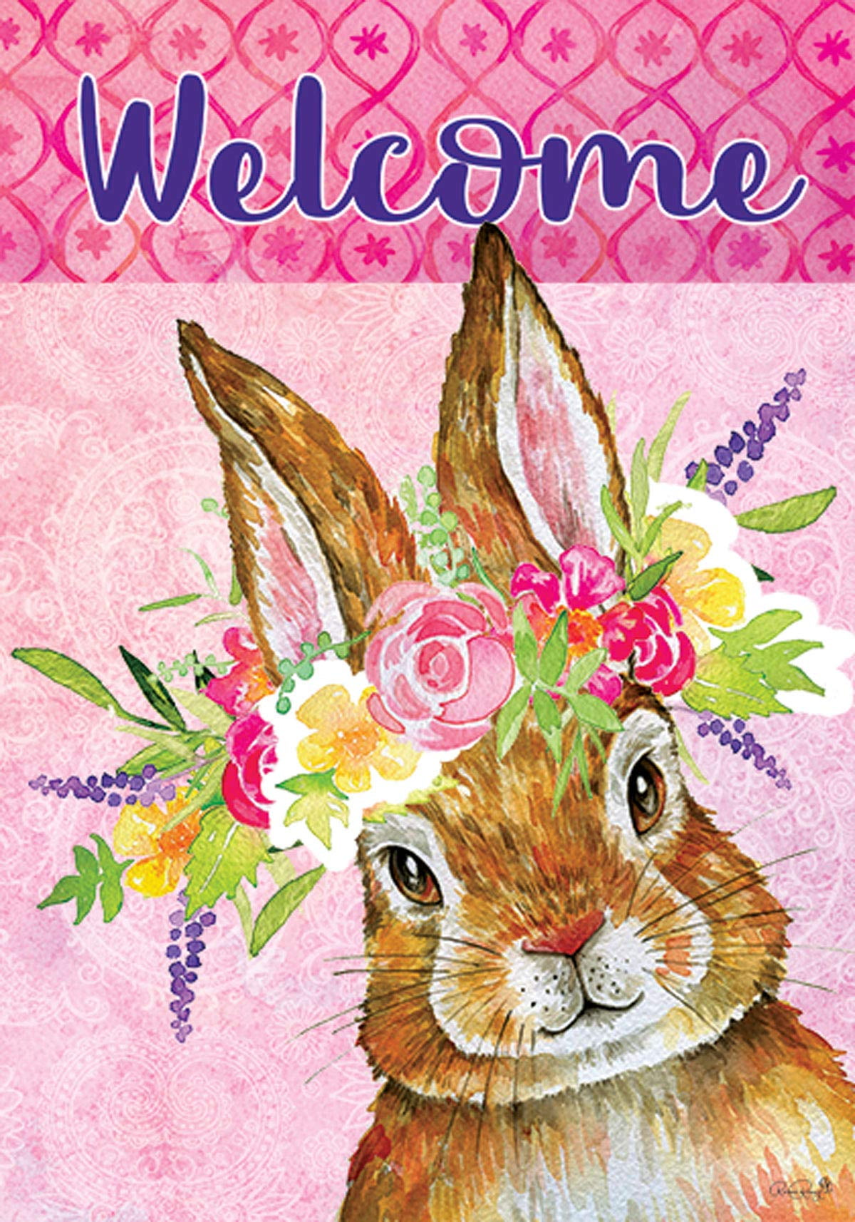 Bunny Wreath Garden Flag - One Garden Flag 18 Inch, - Welcome Rabbit ...