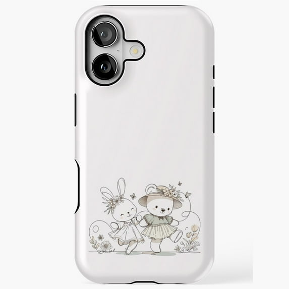 Bunny and Bear Cute Friendship Scene iPhone Case 17 16 15 14 13 12 11 ...
