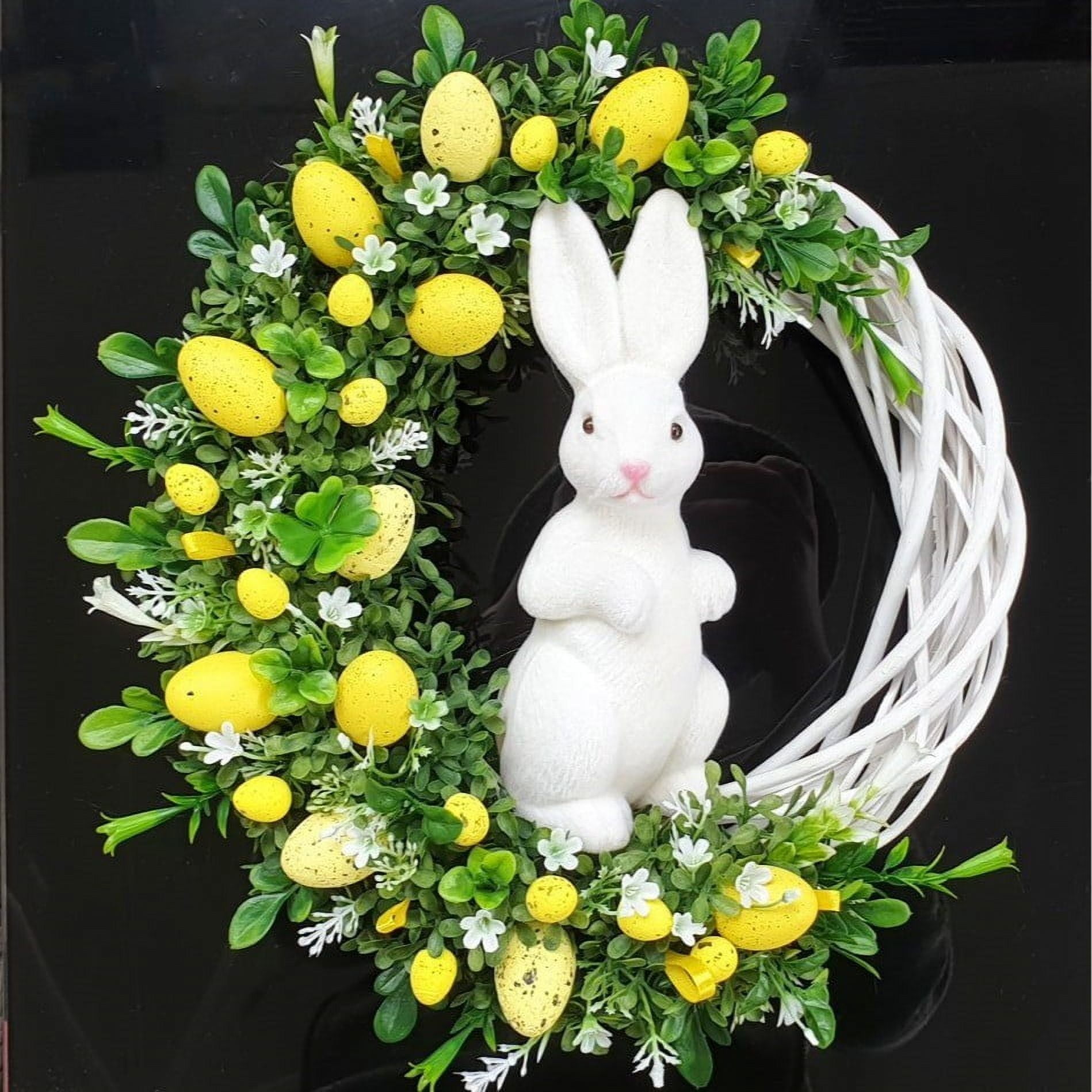 Bunny and Rattan Wreaths Spring Wreaths for Front Door 9.8 Inch, Easter ...