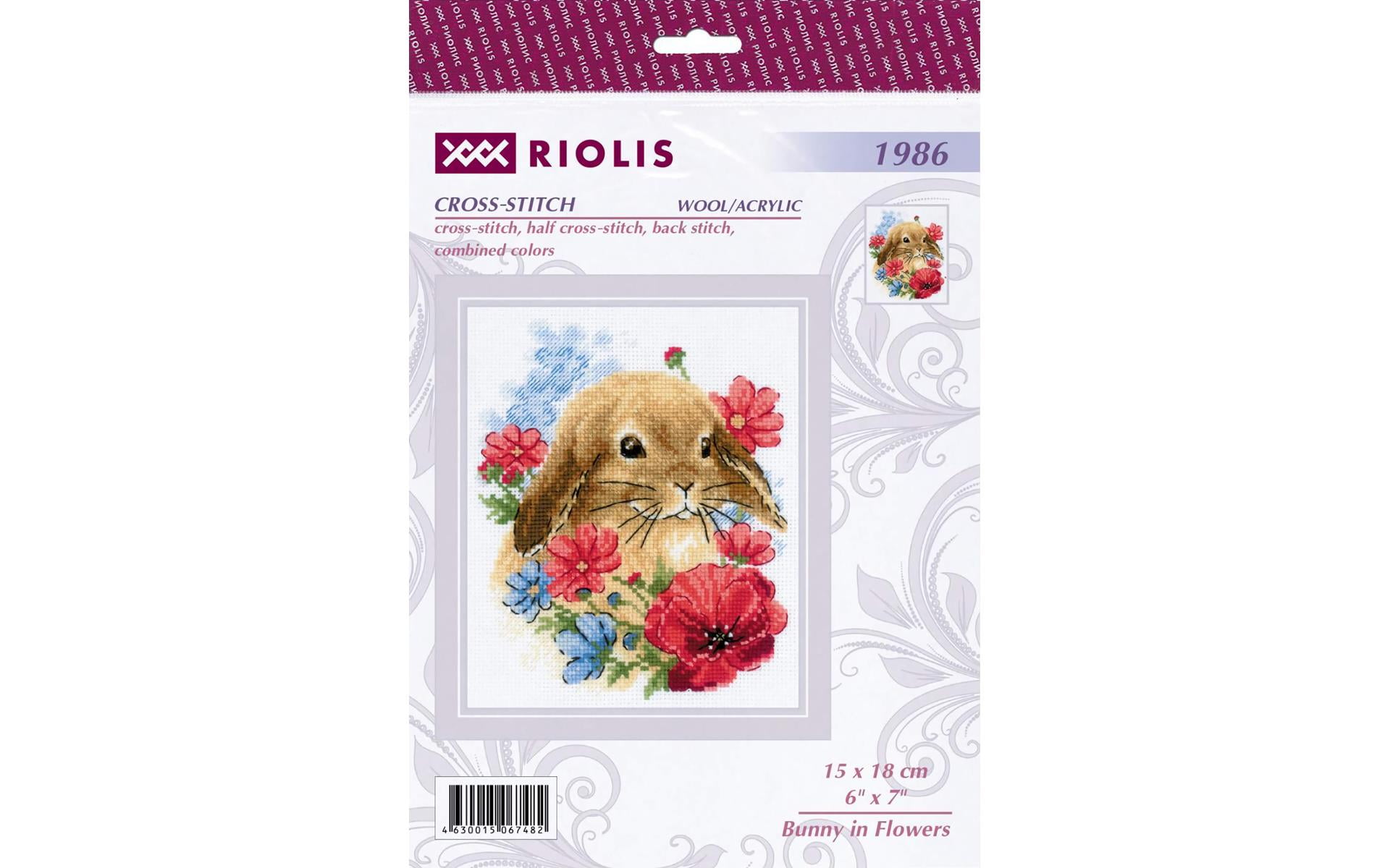 Bunny in Flowers R1986 Counted Cross Stitch Kit - Walmart.com