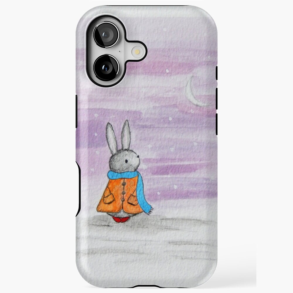 Bunny in Snow with Crescent Moon Phone Case 17 16 15 14 13 12 11 Pro ...