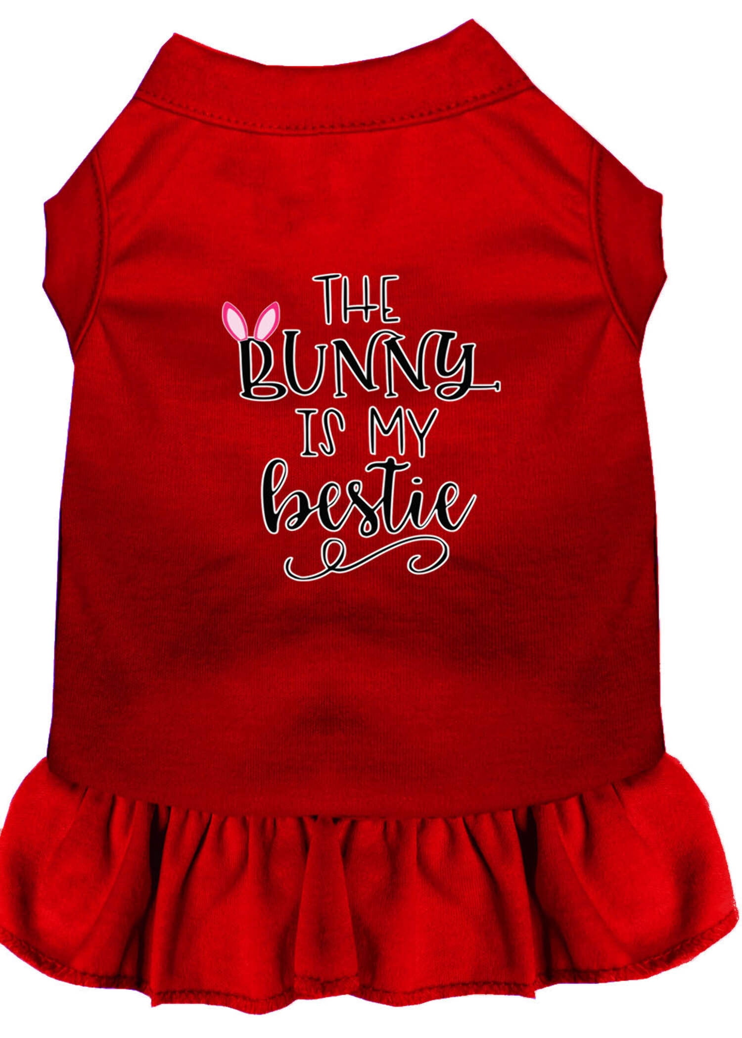 Mirage Pet Bunny is my Bestie Screen Print Dog Dress Red Sm - Walmart.com