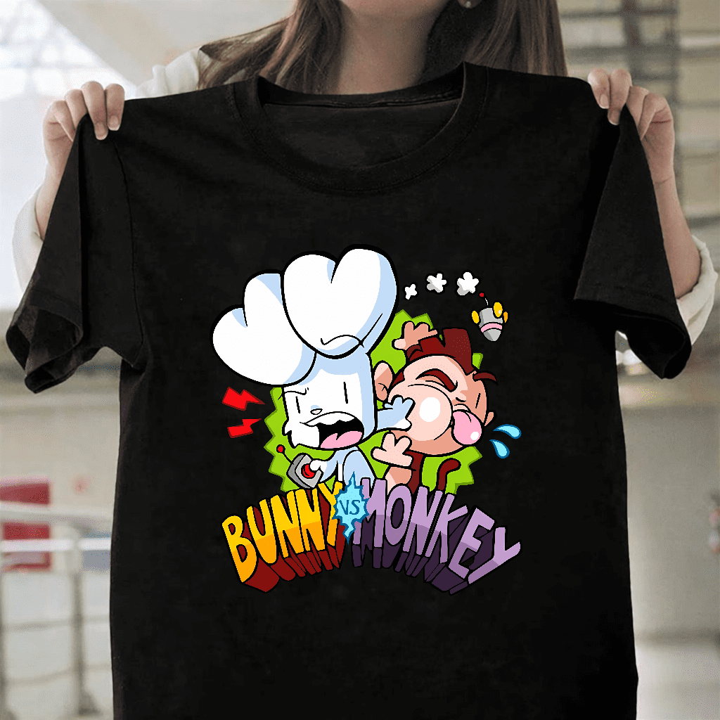 Bunny vs Monkey Funny Cartoon World Book Day Story Graphic Unisex T ...