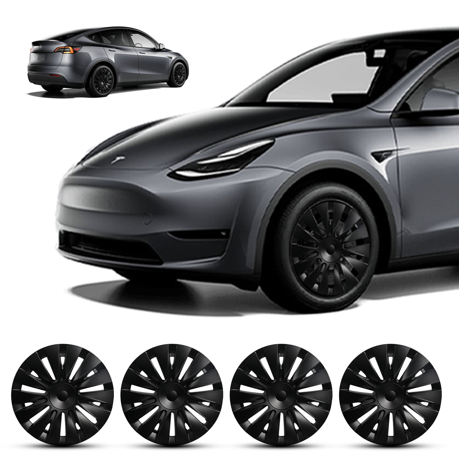 BunnyBird Tesla Hubcaps - 19-inch Model Y Wheel Cover - PC+ABS ...
