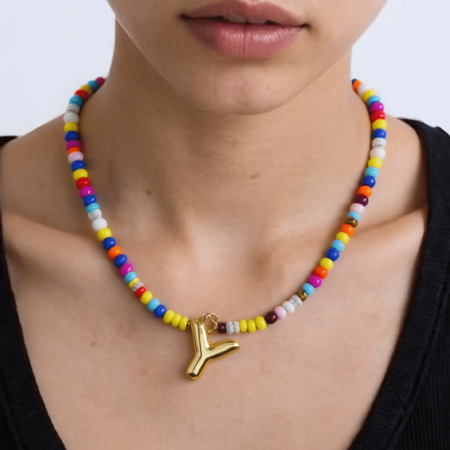 BunnyLulu Colorful Initial Necklaces for Women - Dainty Bubble Letter ...