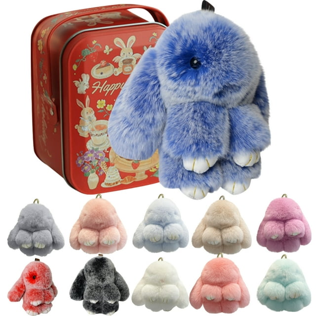 Bunnylulu,Bunny Lulu Keychain with Tin,Handmade Soft Bunny Pompom ...