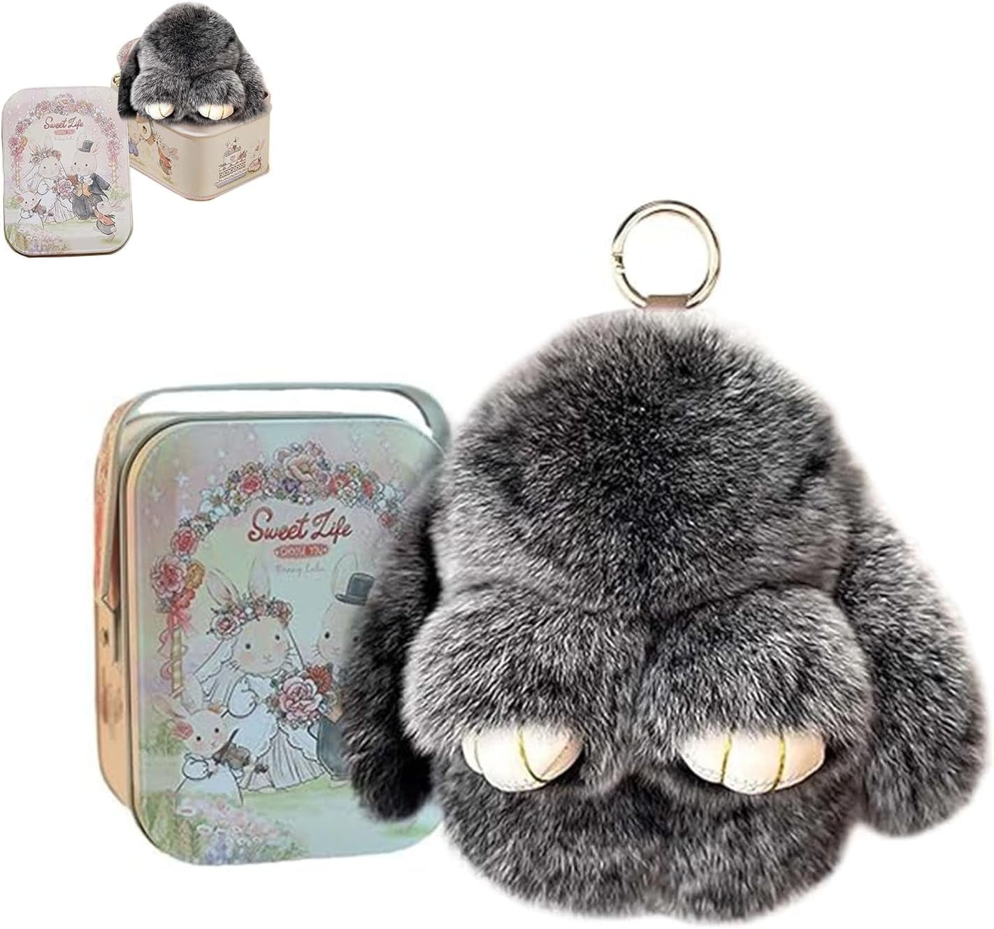 Bunnylulu Keychain with Box, Bunnylulu Keychain with Tin, Bunny Cute ...