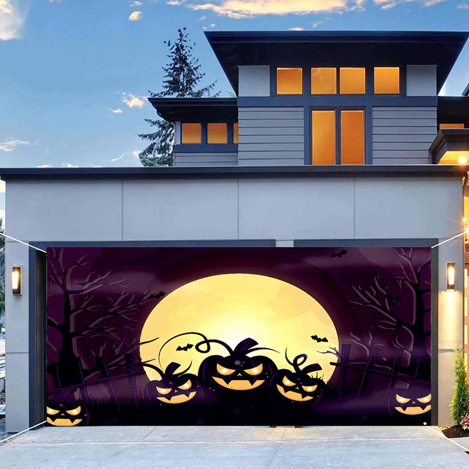 Bunting Banner Blank Theme Fabric Logo Poster Banner Background Hanging Pumpkin Bat Moon Used ...