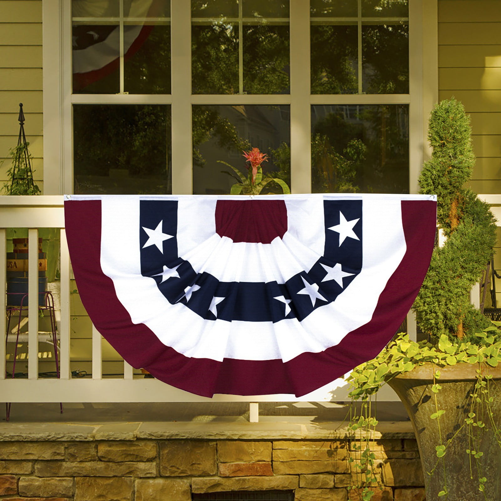 Bunting Banner Flag USA Pleated Fan Flag 3x6 Feet Embroidered Patriotic ...