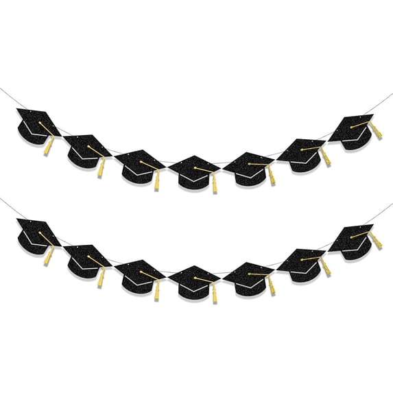 Bunting Banner Graduation Cap Glitter Hat Garland Graduation Party ...