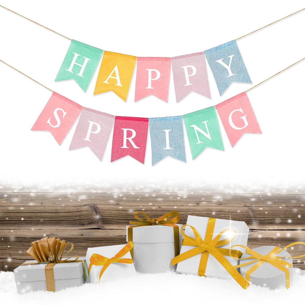 Happy Spring Burlap Banner Bunting Decoration for Seasonal Party ...