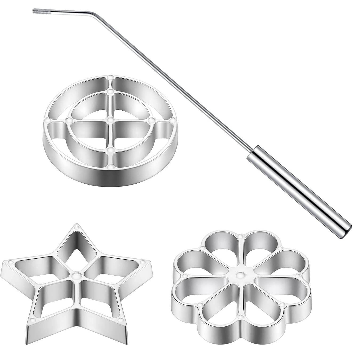 Bunuelos Mold with Handle Rosette Iron Set Aluminum Waffle Achappam ...