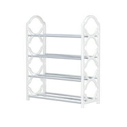 Mainstays 4-Tier Shoe Rack White Plastic Frame, Gray Coating, up to 12 ...