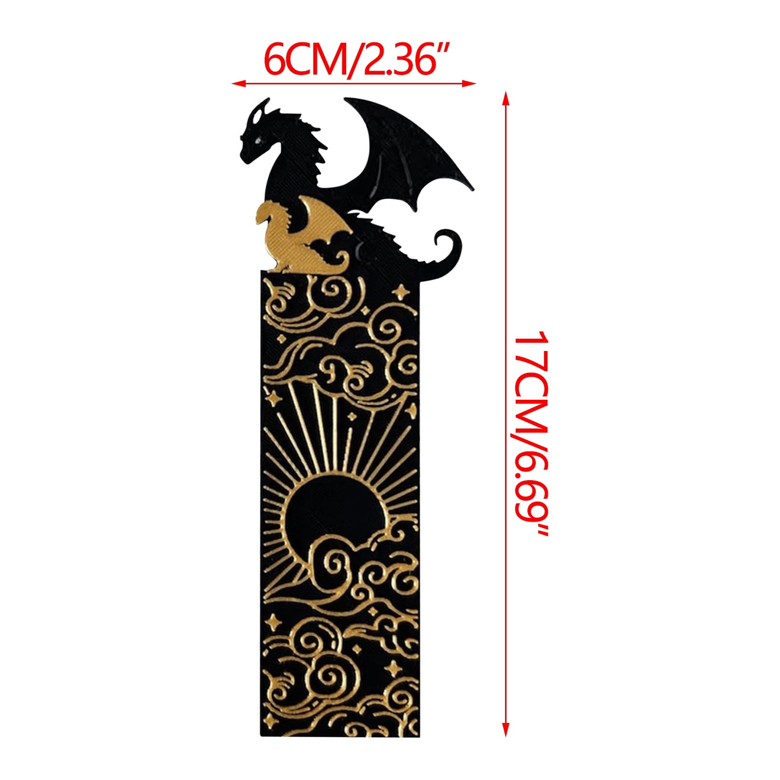 Buodes Dragon Bookmark Black And Gold Dragons With Sun And Clouds ...
