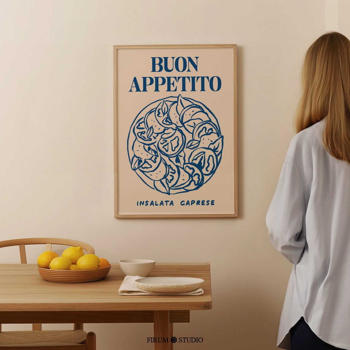 Buon Appetito Digital Art, Italian Food Art Print, Blue Kitchen Wall ...
