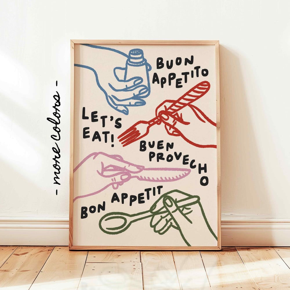 Buon Appetito Let'S Eat Print, Bon Appetit Poster, Modern Kitchen Wall ...