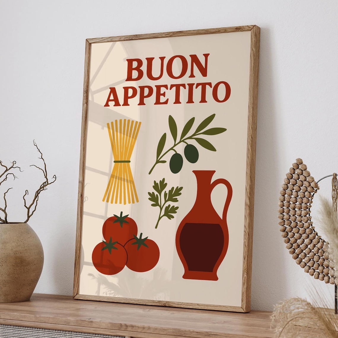 Buon Appetito Italian Kitchen Retro Food Wall Art, Unframed Paper ...