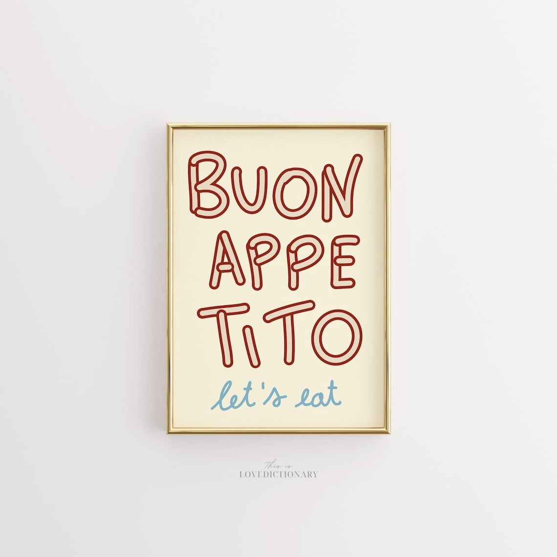 Buon Appetito Kitchen Wall Art Italian Food Quote Decor, Unframed Paper ...