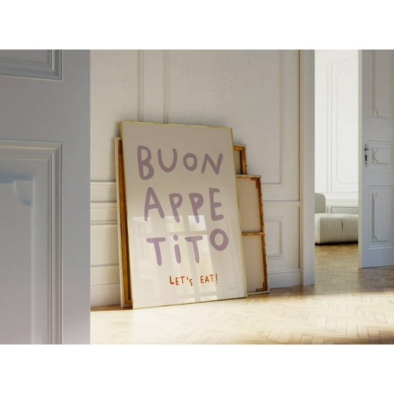 Buon Appetito Minimalist Kitchen Quote Wall Art, Unframed Canvas Size ...